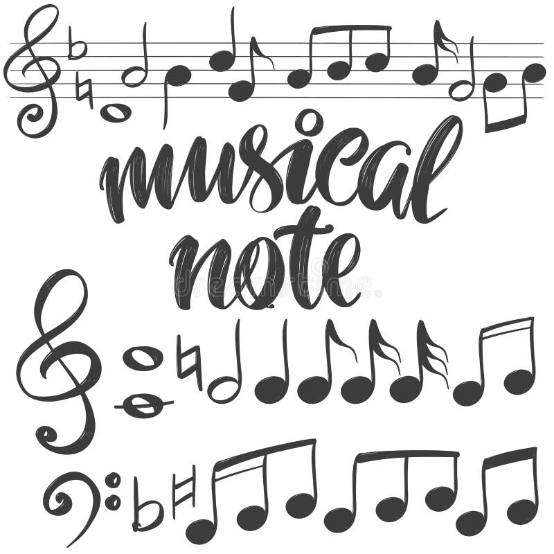 Musical Notes Icon, Love Music, Calligraphy Text Hand Drawn Vector ...