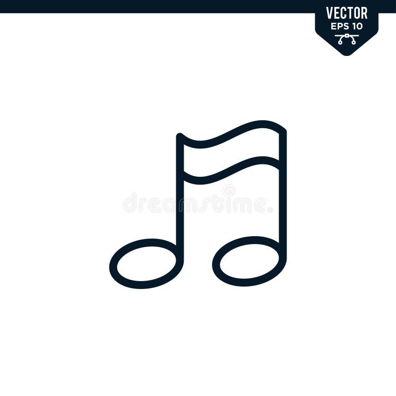 Music Note Icon Collection, Outlined Style Stock Vector - Illustration ...