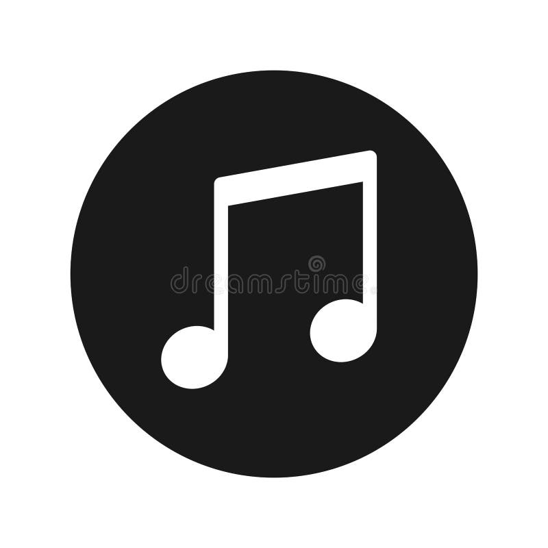 Music Note Icon Flat Black Round Button Vector Illustration Stock ...