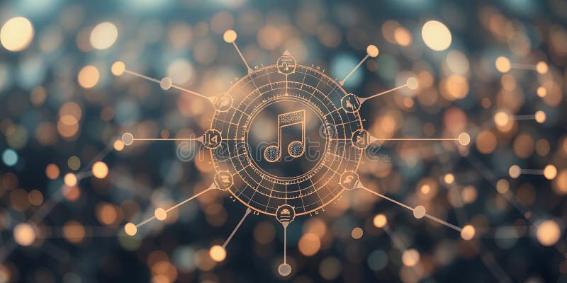 Music Note Icon in a Network Design Stock Illustration - Illustration ...