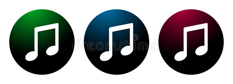 Music Note Icon Night Surface Round Button Set Illustration Stock ...