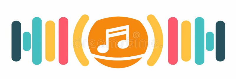 Music Note Icon Over Abstract Soundwave on White Background. Audio ...