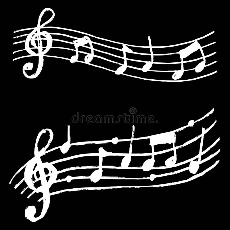 White Music Note On Black Background