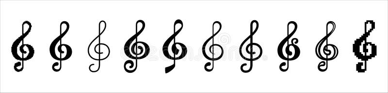 Music Note Icon Set. Treble Clef Symbol Illustration. Assorted ...