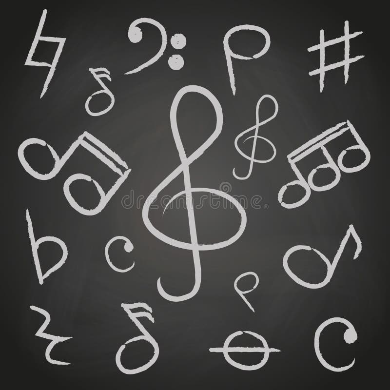 Music Note Icons on Black Board Stock Vector - Illustration of color ...