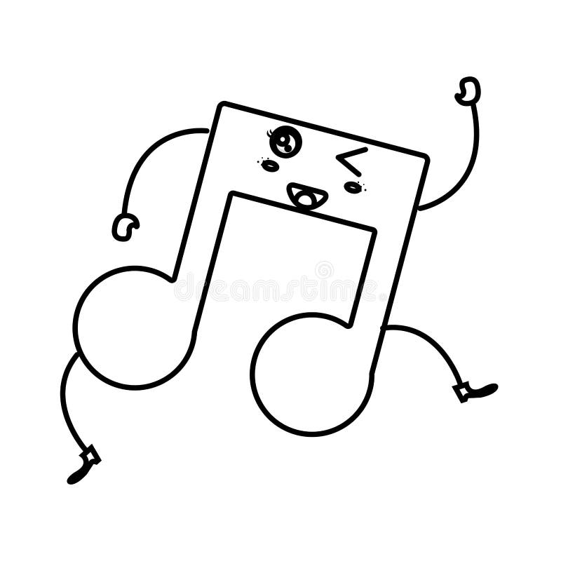 Music Note Kawaii Character Stock Illustration - Illustration of funny ...
