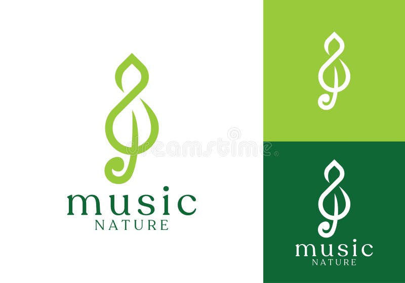 Music Note Leaf Nature Logo Vector Design Stock Vector - Illustration ...