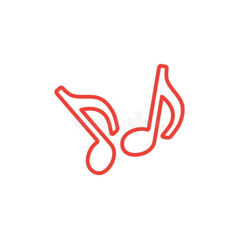 Music Note Icon on Red Background. Red Flat Style Vector Illustration ...