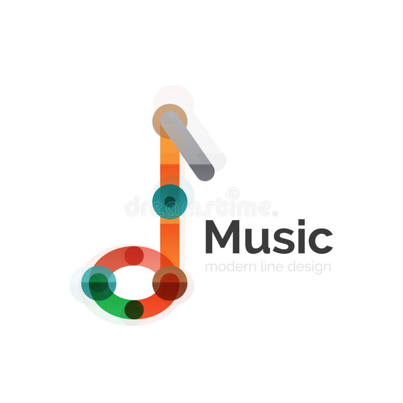 Music Note Logo, Flat Thin Line Geometric Design Stock Illustration ...
