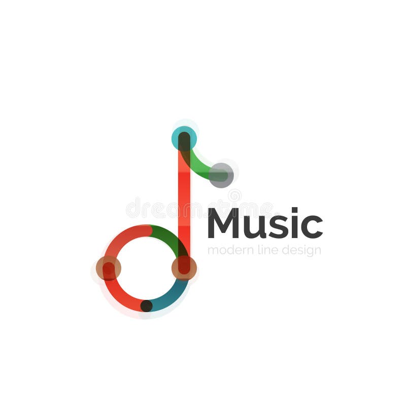 Music Note Logo, Flat Thin Line Geometric Design Stock Illustration ...