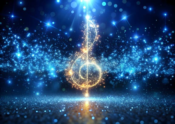 Music Note Made of Glowing Particles Stock Illustration - Illustration ...