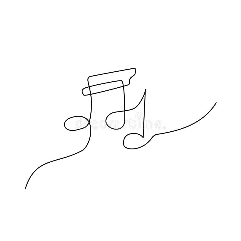 Music Note One Single Line Drawing Stock Illustration - Illustration of ...