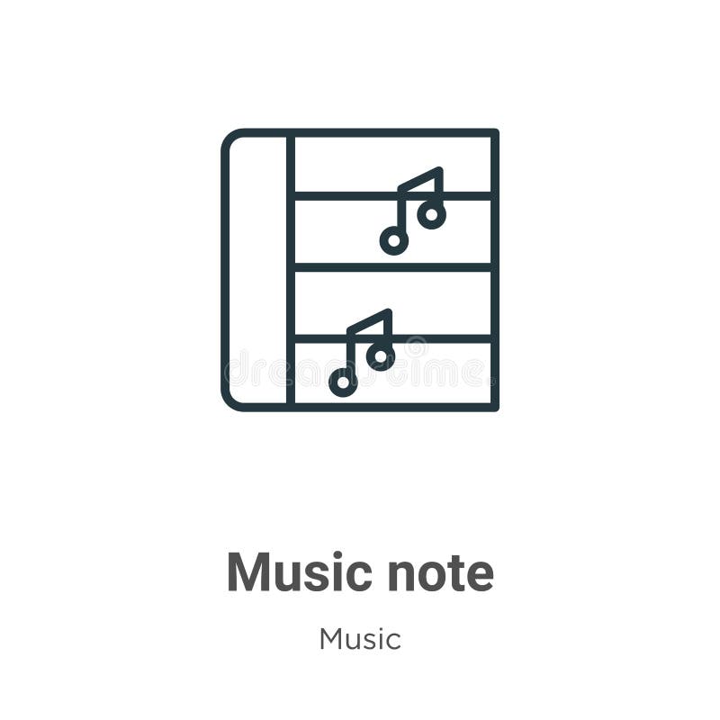 Big Music Note Outline Vector Icon. Thin Line Black Big Music Note Icon ...