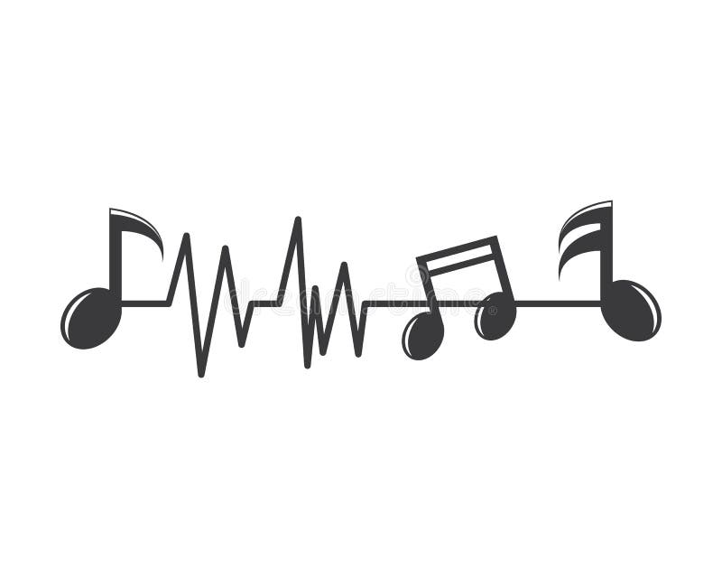 Heartbeat Pulse Line Music with Notes and Clef, Vctor Illustration ...
