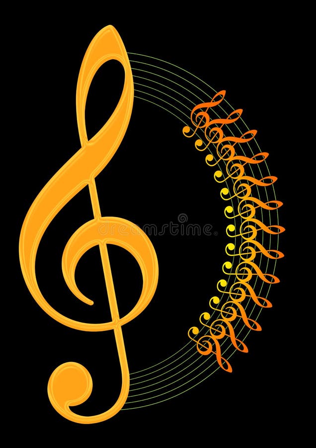 Music note stock illustration. Illustration of gold, silhouette - 34568450