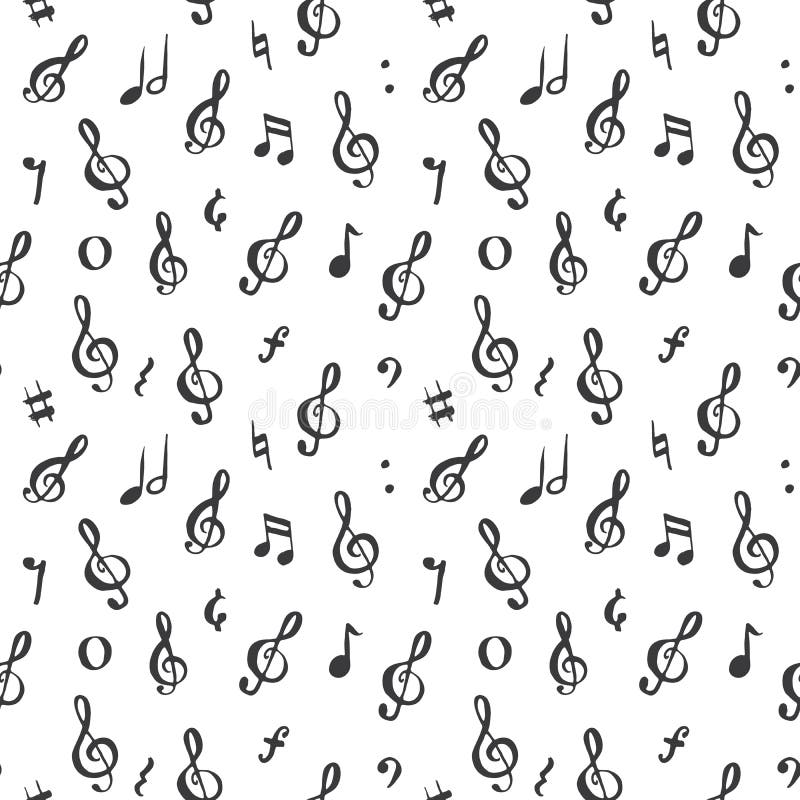Music Note Seamless Pattern Vector Illustration. Hand Drawn Sketched ...