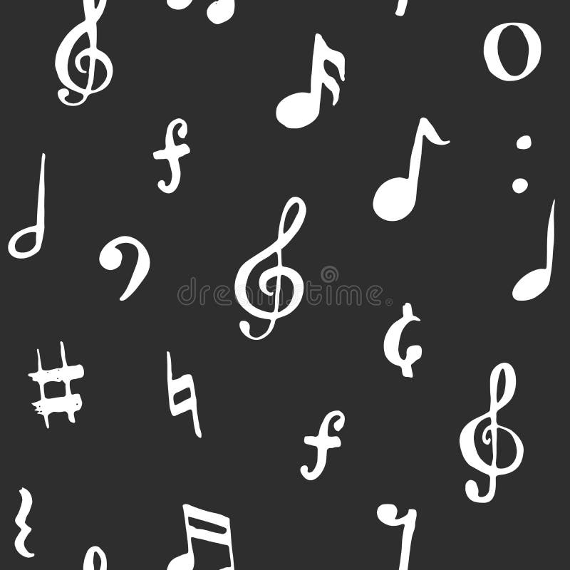 Music Note Seamless Pattern Vector Illustration. Hand Drawn Sketched ...