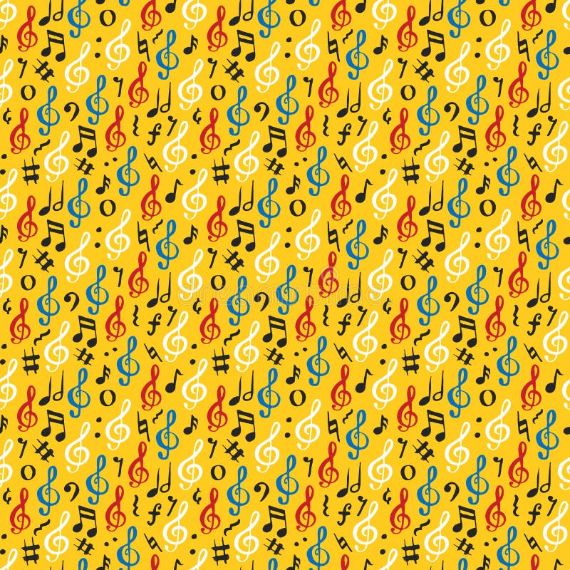 Music Note Seamless Pattern Vector Illustration. Hand Drawn Sketched ...