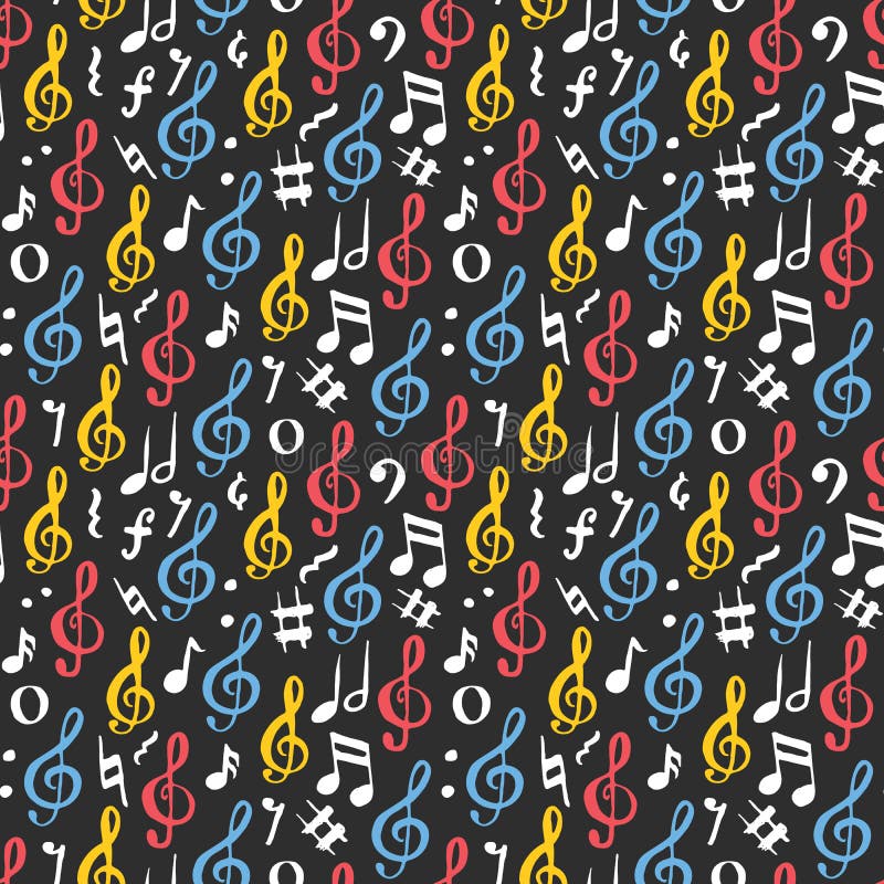 Music Note Seamless Pattern Vector Illustration. Hand Drawn Sketched ...