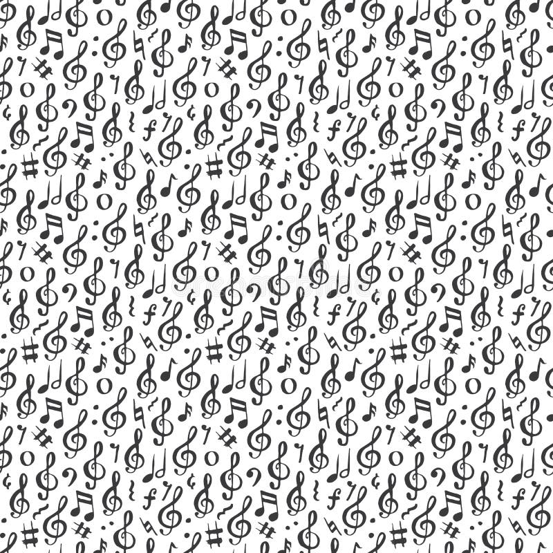 Music Note Seamless Pattern Vector Illustration. Hand Drawn Sketched ...