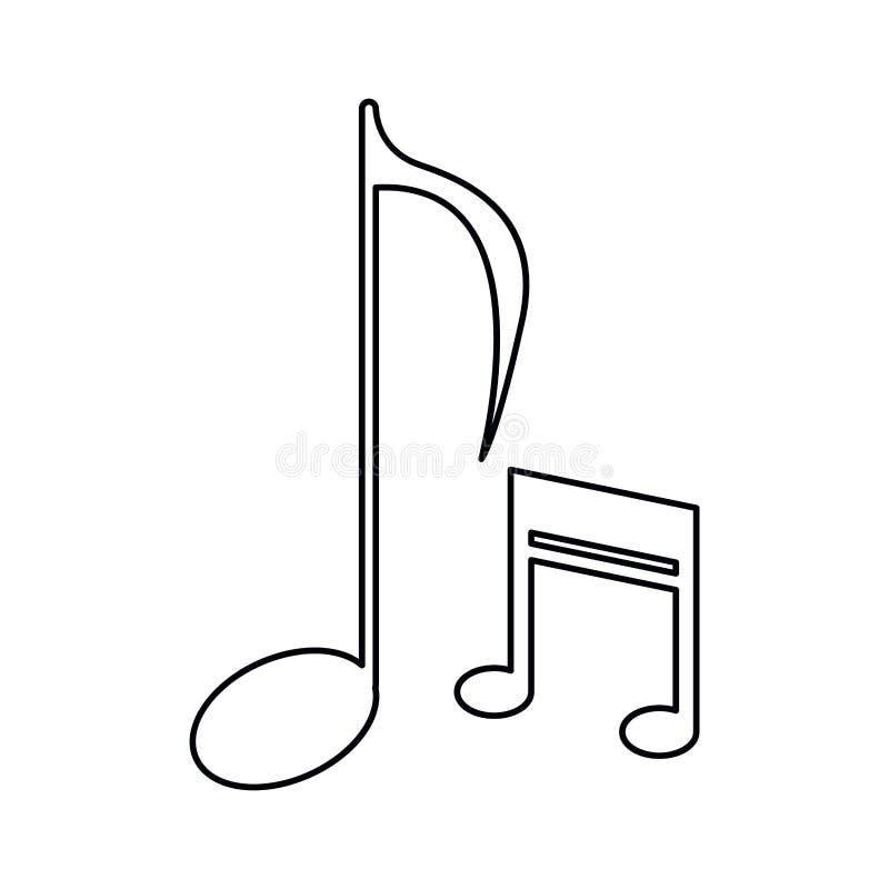Music Note Sound Melody Symbol Outline Stock Vector - Illustration of ...