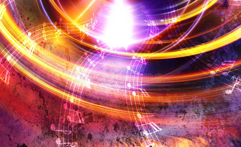 Music Note and Space with Stars. Abstract Color Background. Music ...