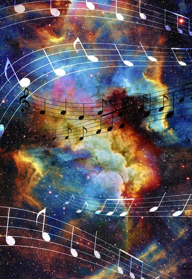 Music Note and Space and Stars with Abstrtact Stock Illustration ...
