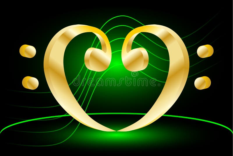 Music Note Stave and Heart Violin and Bass Clef Stock Vector ...