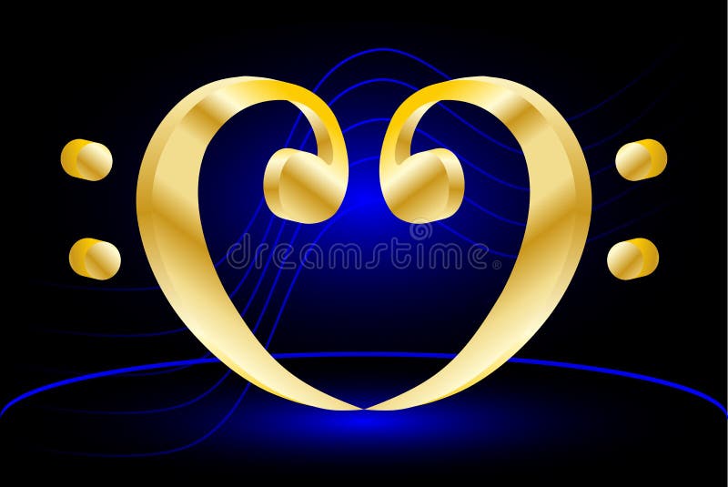Music Note Stave and Heart Bass Clef Stock Vector - Illustration of ...