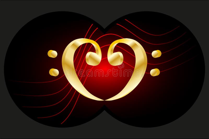 Music Note Stave and Heart Violin and Bass Clef Stock Vector ...