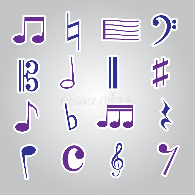 Music Note Stickers Icon Set Eps10 Stock Vector - Illustration of ...