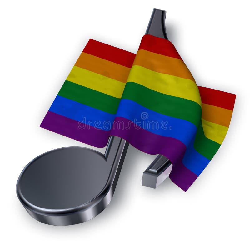 Music Note Symbol and Rainbow Flag Stock Illustration - Illustration of ...