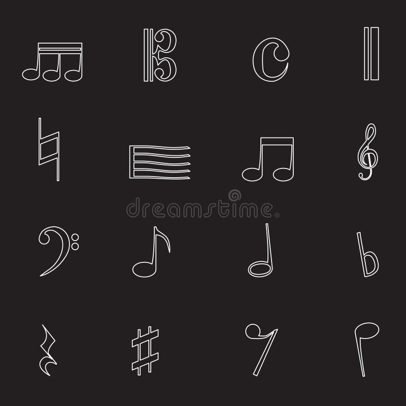 Music Note Symbols Outline Icons Set Eps10 Stock Vector - Illustration ...