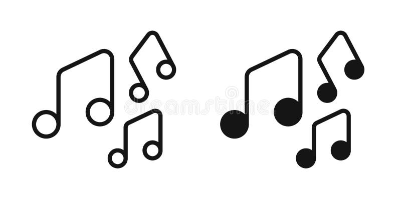 Music Note Thin Line Icon Set Stock Vector - Illustration of vector ...