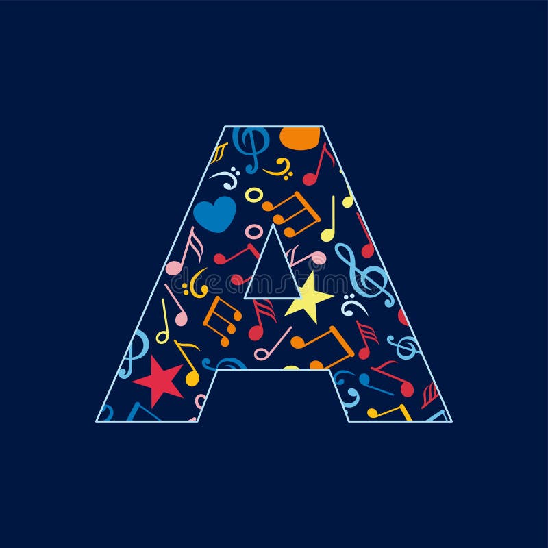 Music Note Vector Icon in Full Color Alphabet Letters Stock Vector ...