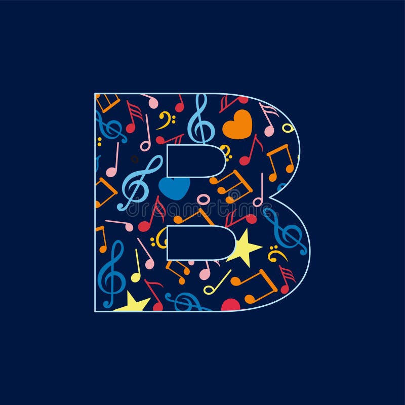 Music Note Vector Icon in Full Color Alphabet Letters Stock Vector ...