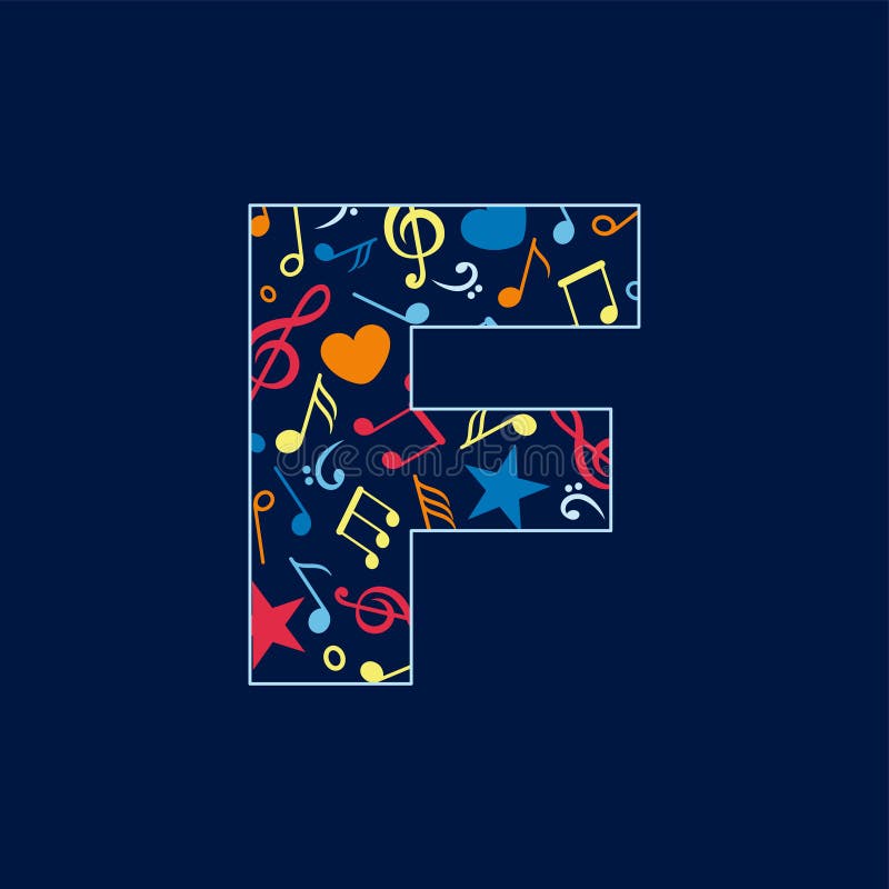 Music Note Vector Icon in Full Color Alphabet Letters Stock Vector ...