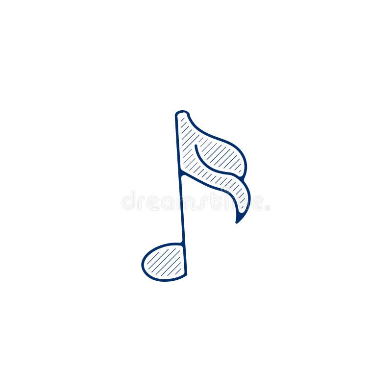 Music Note Line Icon. Music Note Linear Hand Drawn Pen Style Line Icon ...