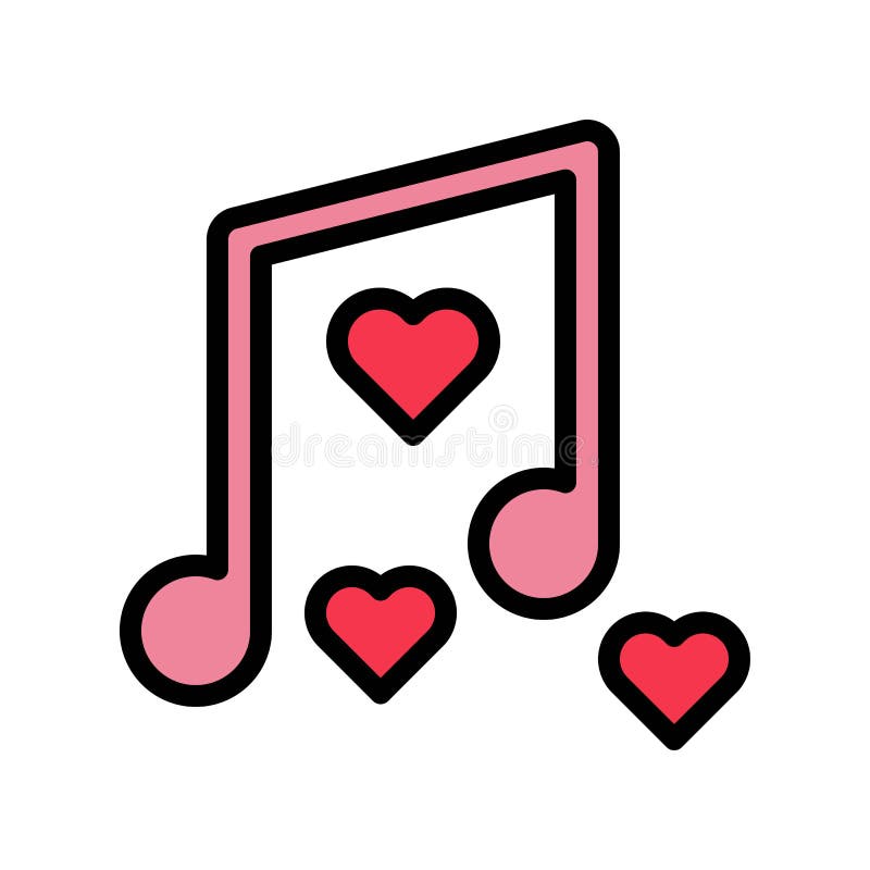 Music Note Vector, Valentine and Love Related Filled Outline Icon Stock ...