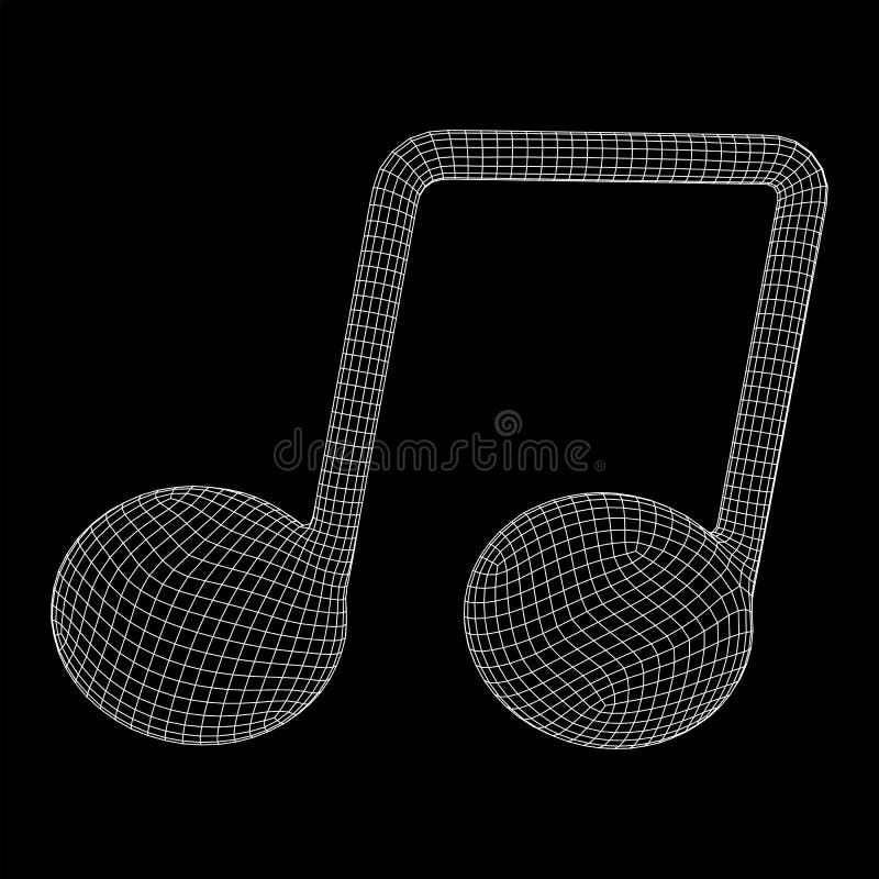 Music Note. Wireframe Low Poly Mesh Vector Illustration. Stock Vector ...
