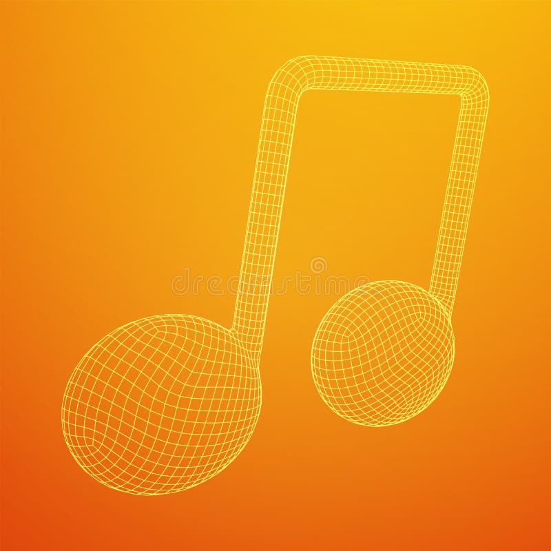 Music Note. Wireframe Low Poly Mesh Vector Illustration. Stock Vector ...