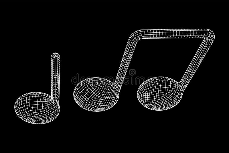 Music Note. Wireframe Low Poly Mesh Vector Illustration. Stock Vector ...