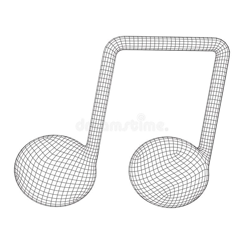 Music Note. Wireframe Low Poly Mesh Vector Illustration. Stock Vector ...