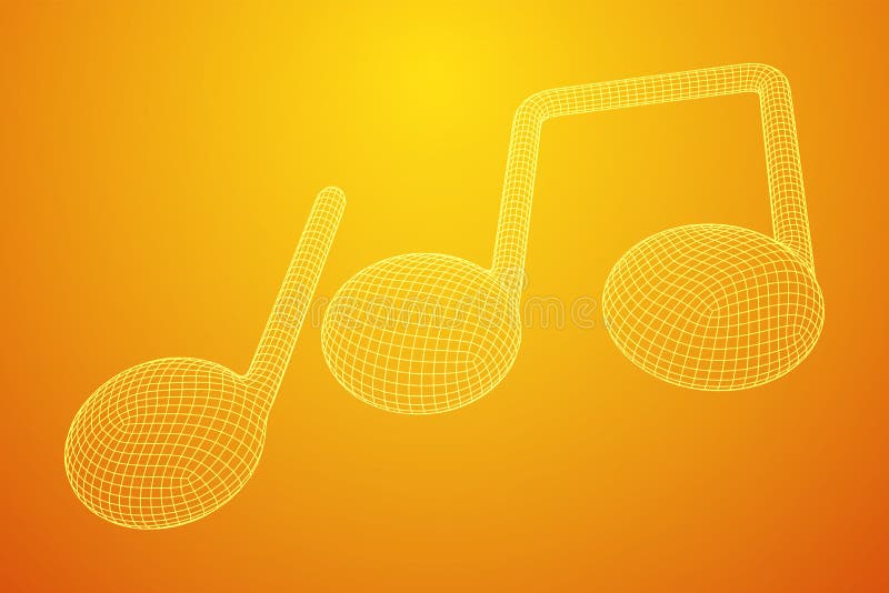 Music Note. Wireframe Low Poly Mesh Vector Illustration. Stock Vector ...