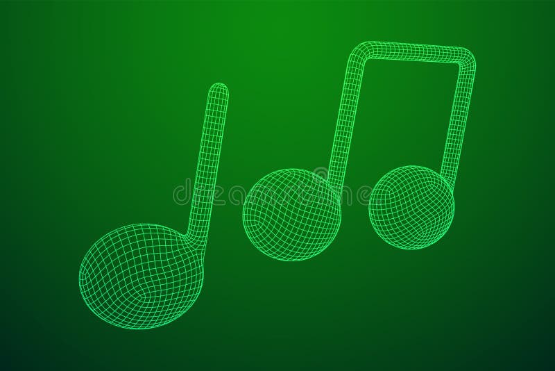 Music Note. Wireframe Low Poly Mesh Vector Illustration. Stock Vector ...