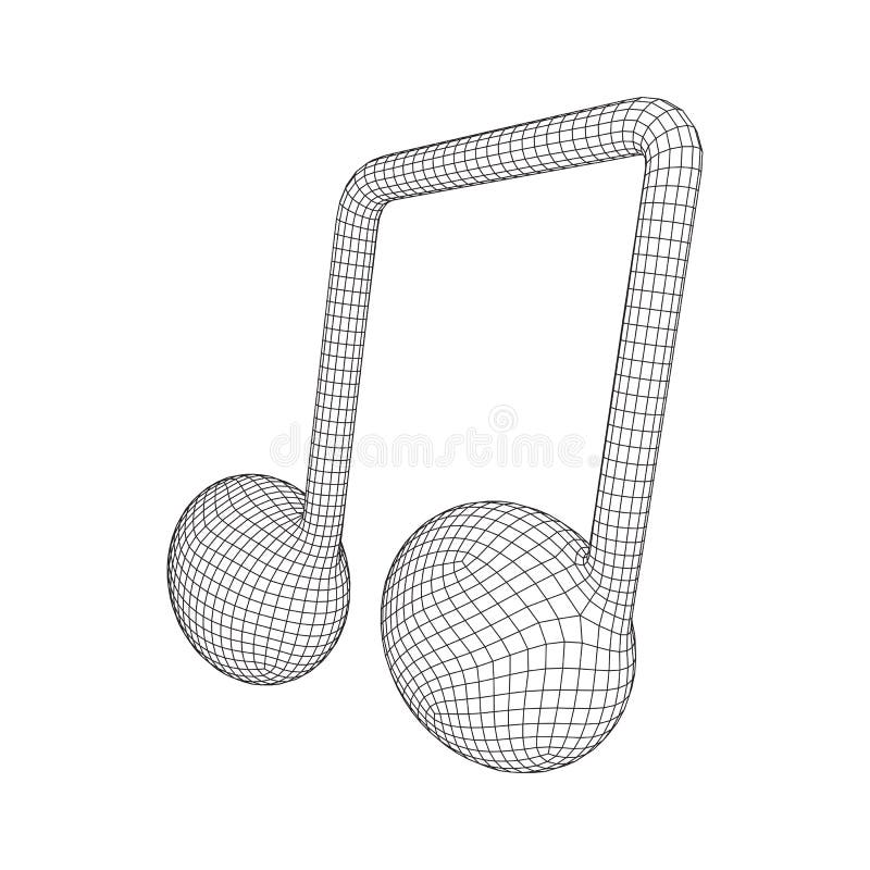 Music Note. Wireframe Low Poly Mesh Vector Illustration. Stock Vector ...