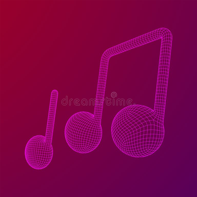 Music Note. Wireframe Low Poly Mesh Vector Illustration. Stock Vector ...
