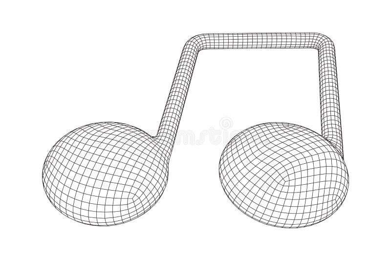 Music Note. Wireframe Low Poly Mesh Vector Illustration Stock ...