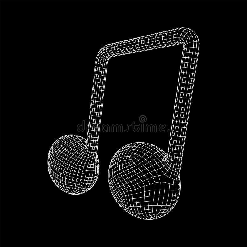 Music Note. Wireframe Low Poly Mesh Vector Illustration Stock ...