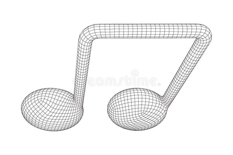Music Note. Wireframe Low Poly Mesh Vector Illustration Stock ...